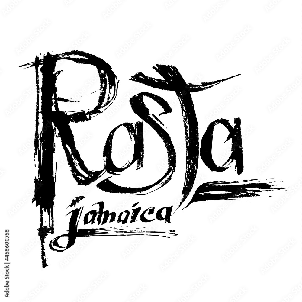 Rasta Jamaica Hand Drawn Lettering. Vector Calligraphy. Black Ink ...