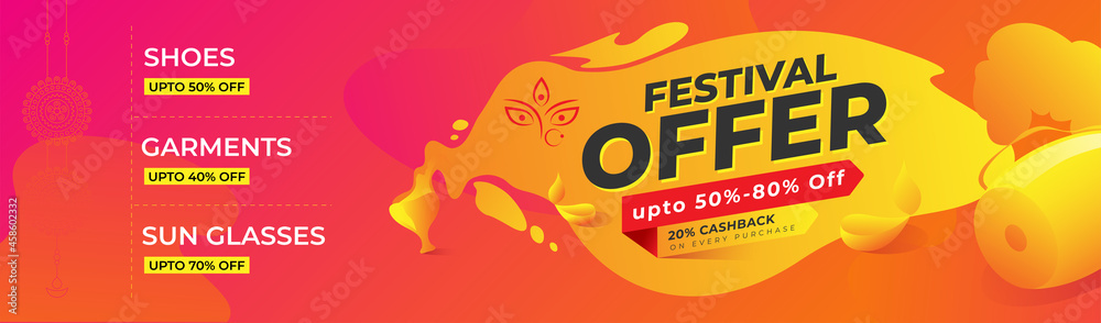 Durga Puja Offer Banner, Festival Offer Banner Design Template ...