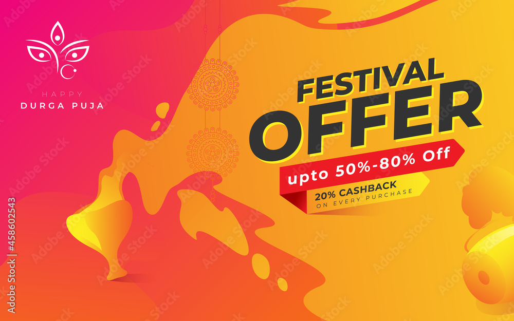 Durga Puja Offer Background Template, Festival Offer Background Design ...