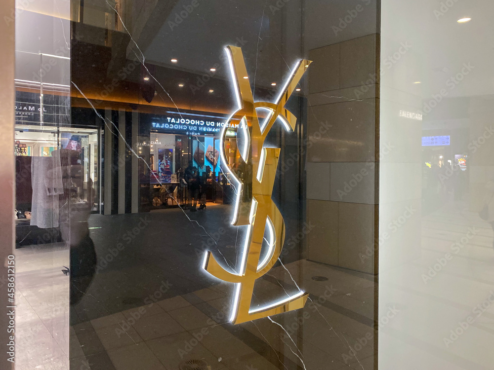Tokyo, Japan - 23 November 2019: YSL Yves Saint Laurent store sign at ...