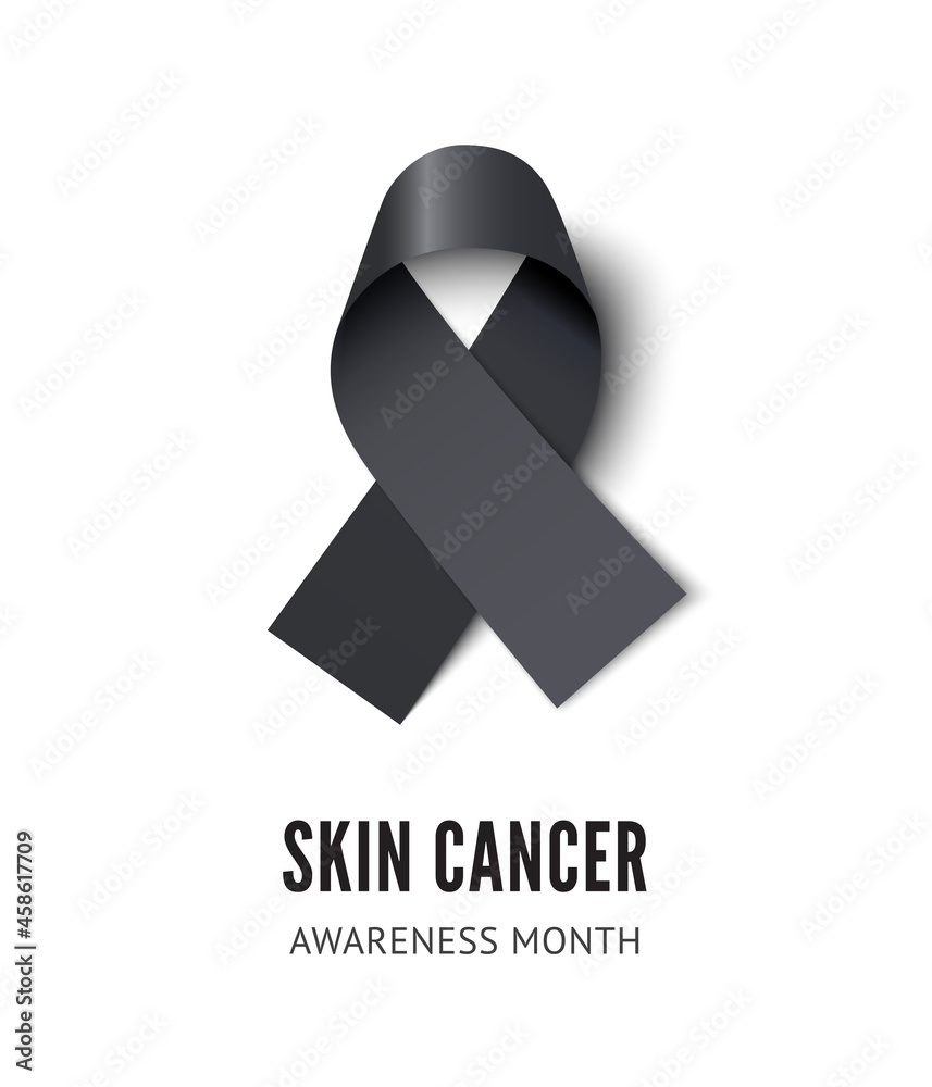 Skin cancer awareness ribbon vector illustration isolated on white ...