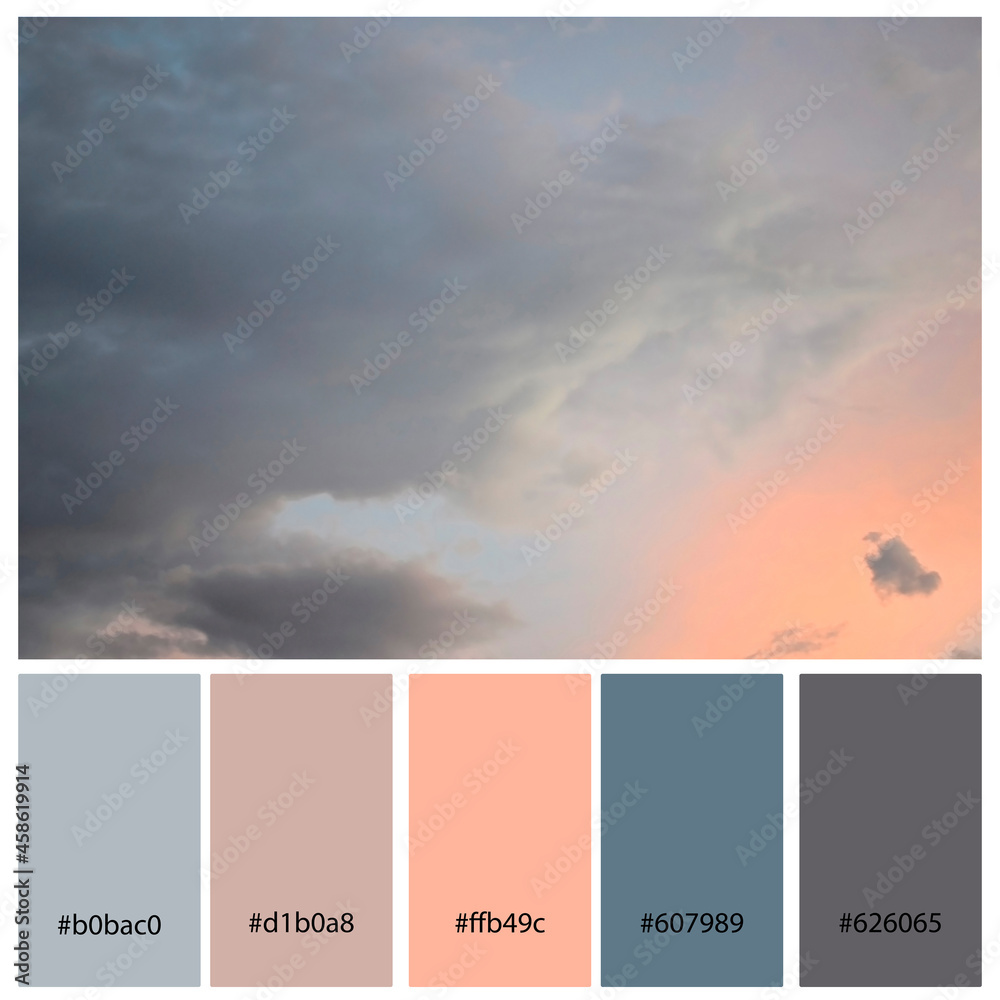 Designer Color Palette inspired by natural skyscape. Design pack with ...