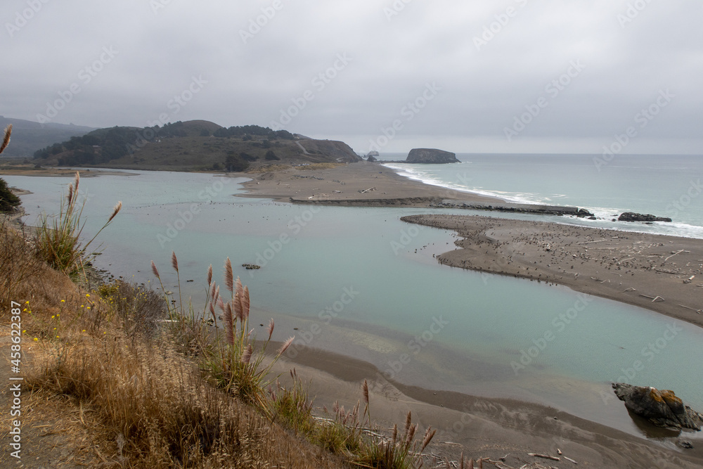 The Mouth of the Russian River where it Meets the Ocean and Highway 1 ...