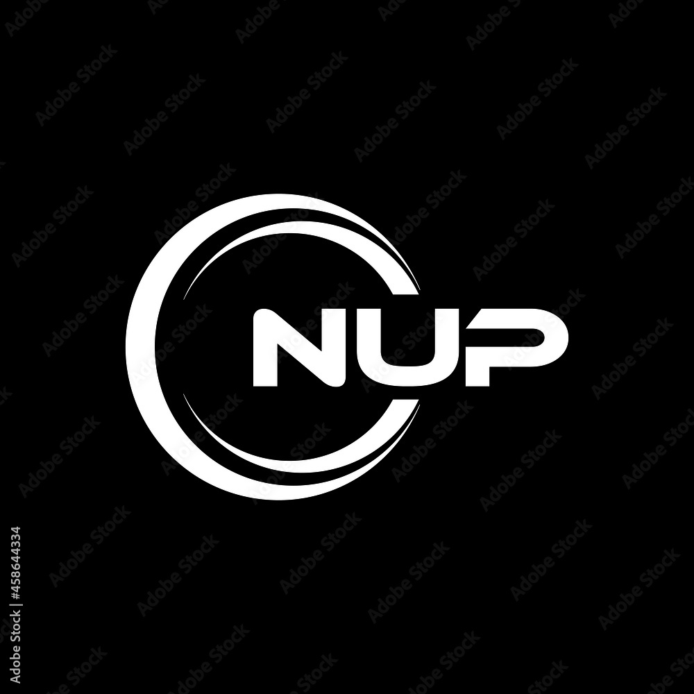 NUP letter logo design with black background in illustrator, vector ...