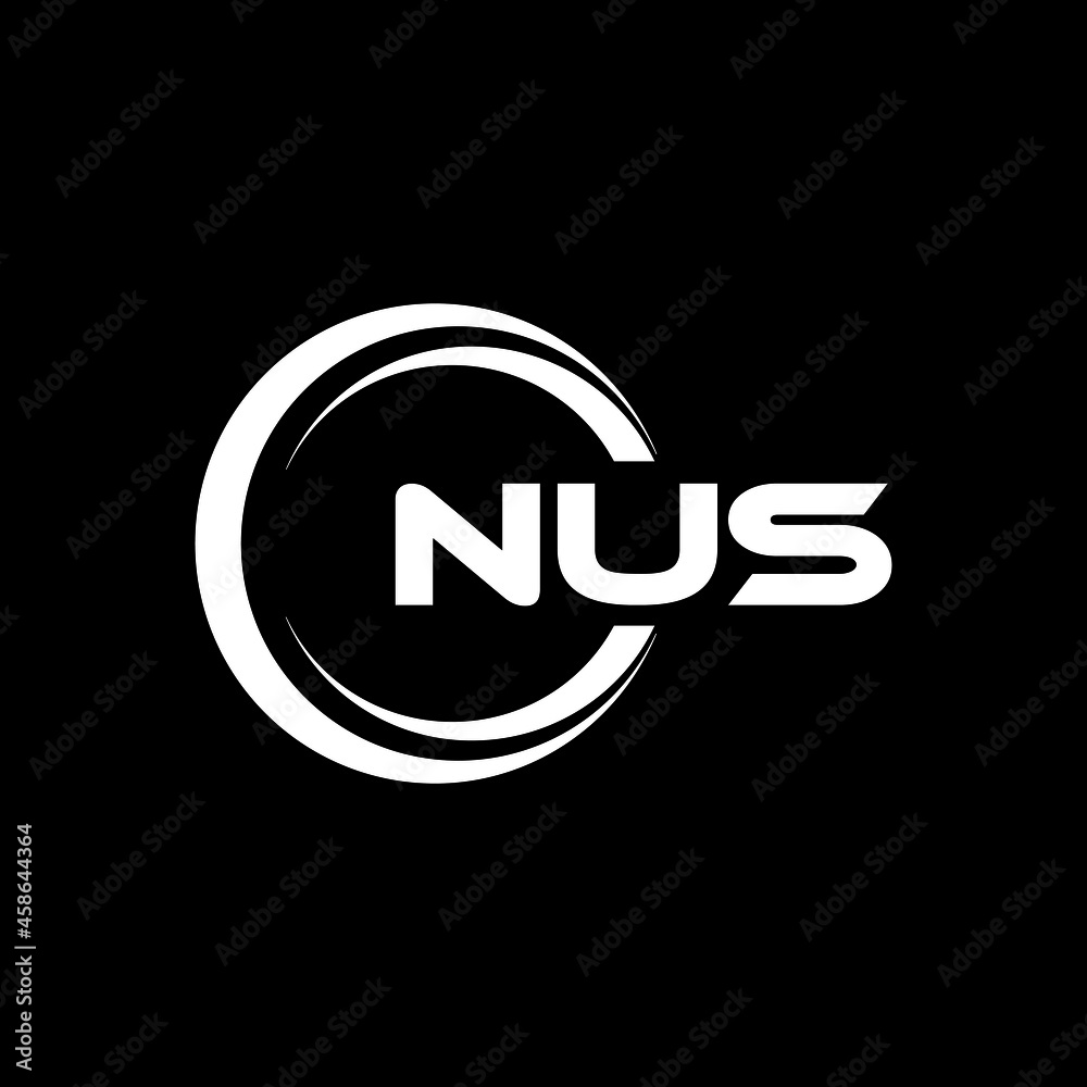 NUS letter logo design with black background in illustrator, vector ...