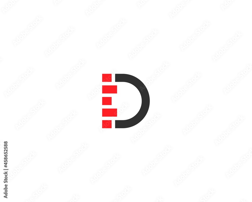 Abstract design of letter D monogram logo with brick or block elements ...