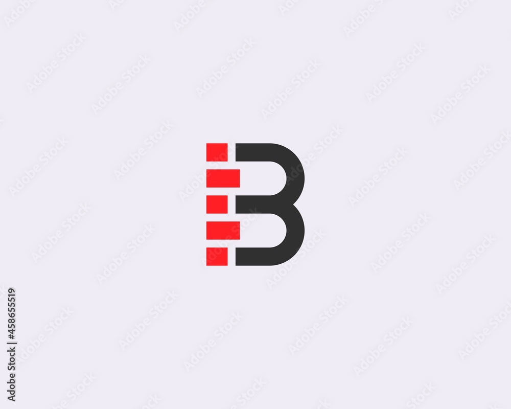 Abstract design of letter B monogram logo with brick or block elements ...