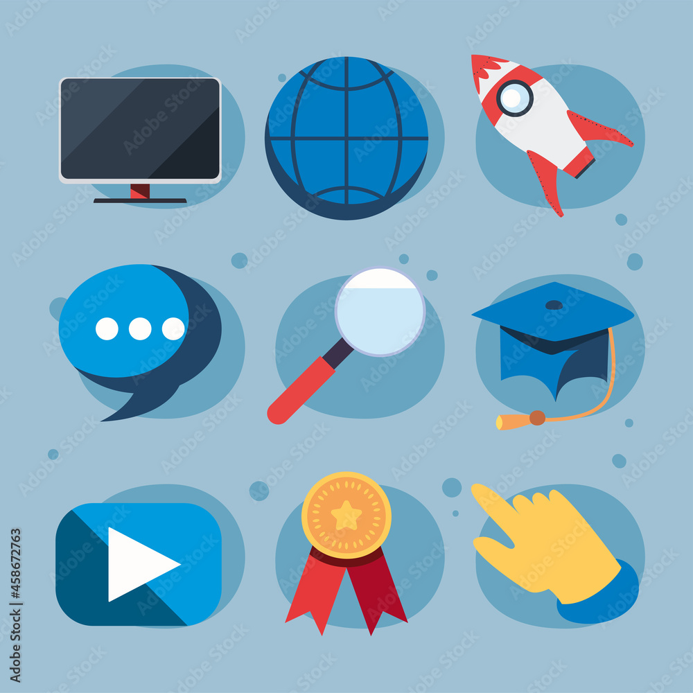 Education online symbols Stock Vector | Adobe Stock