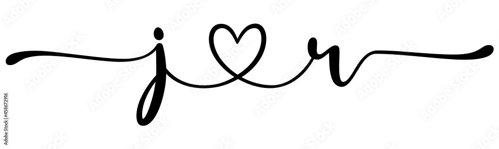 jr, rj, letters with heart Monogram, monogram wedding logo. Love icon ...