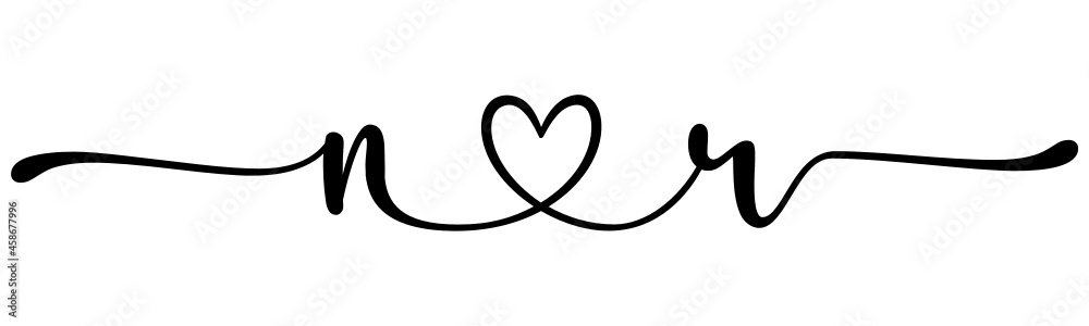 nr, rn, letters with heart Monogram, monogram wedding logo. Love icon ...