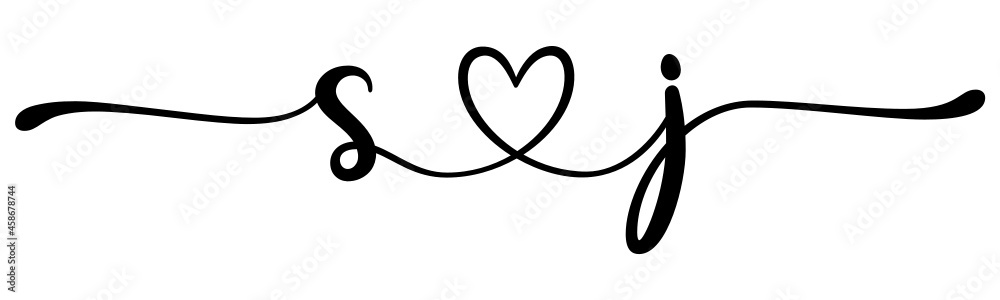 sj, js, letters with heart Monogram, monogram wedding logo. Love icon ...