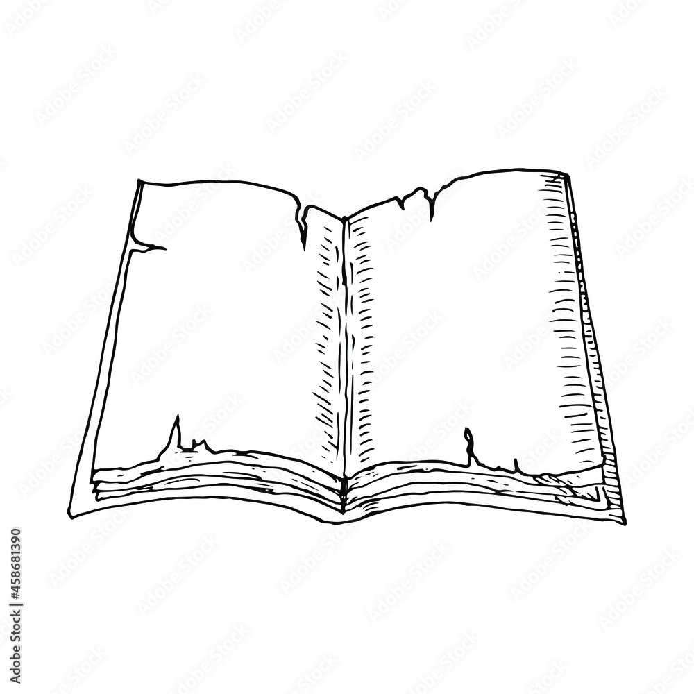Open book. Vector illustration. Isolated on white. Hand-drawn style ...