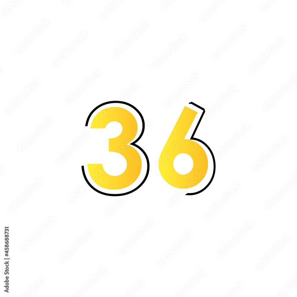 36 th anniversary event party. Vector illustration. numbers template ...