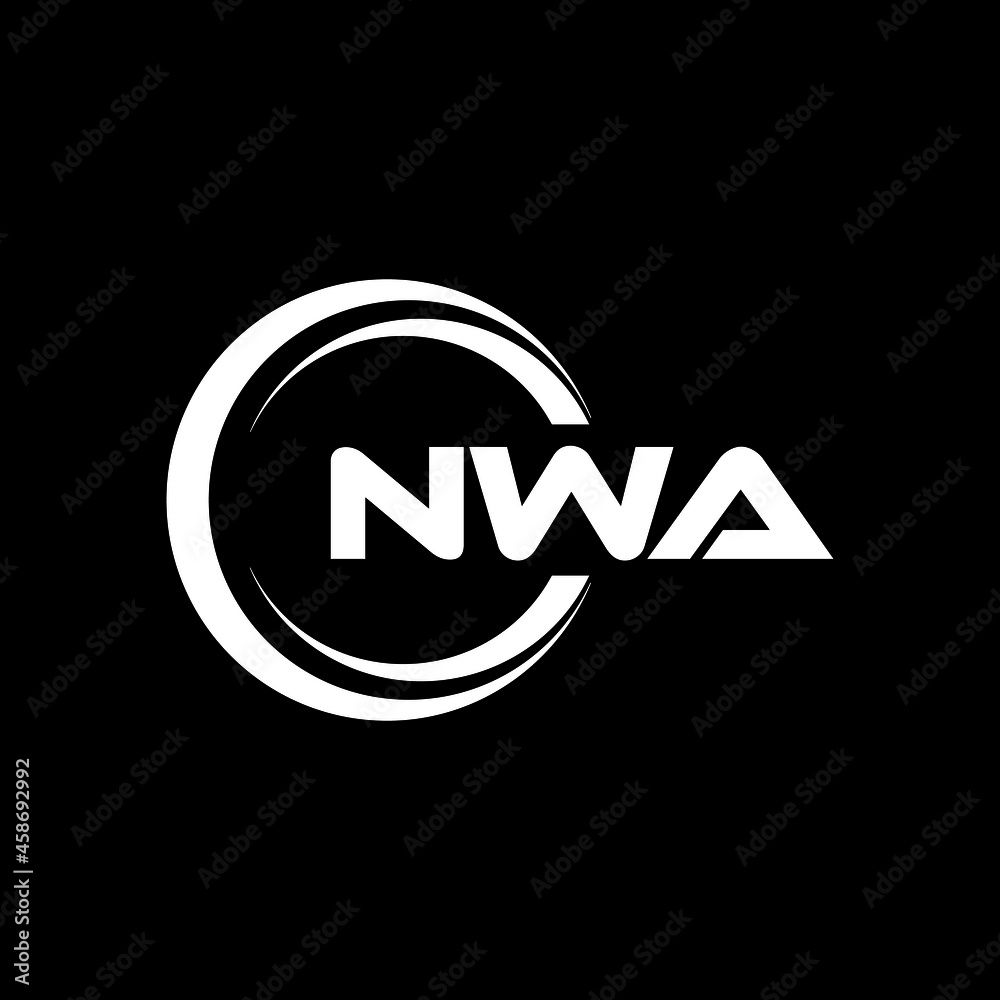 NWA letter logo design with black background in illustrator, vector ...