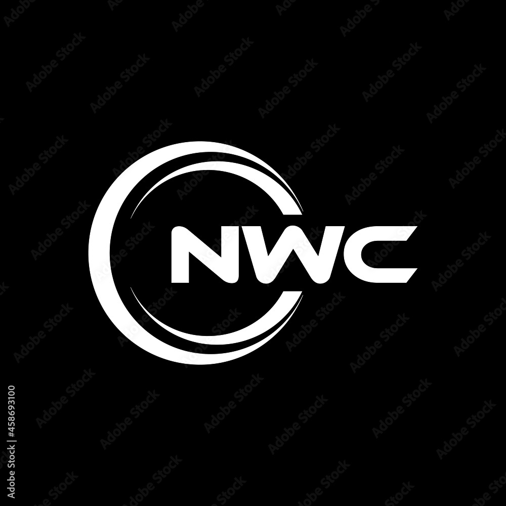 NWC letter logo design with black background in illustrator, vector ...