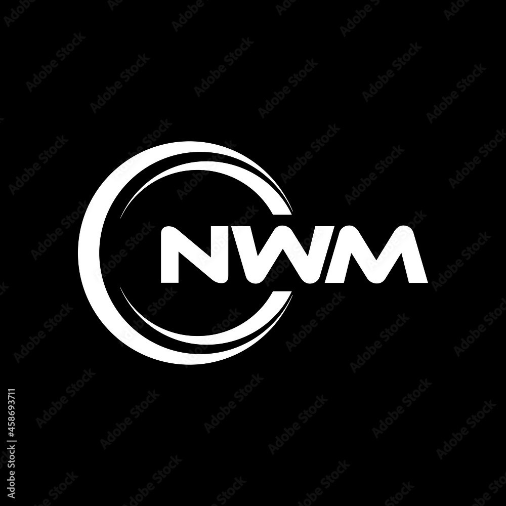 NWM letter logo design with black background in illustrator, vector ...