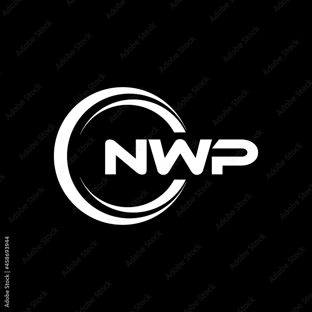 NWP letter logo design with black background in illustrator, vector ...