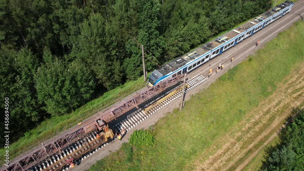 Railroad Track Construction. Train Track Repair and Maintenance. Build ...