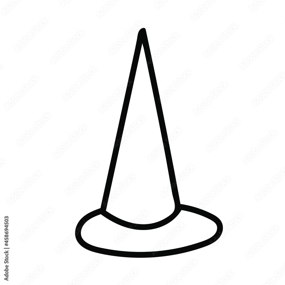 Vector Witch for Halloween with black line on white background doodle ...