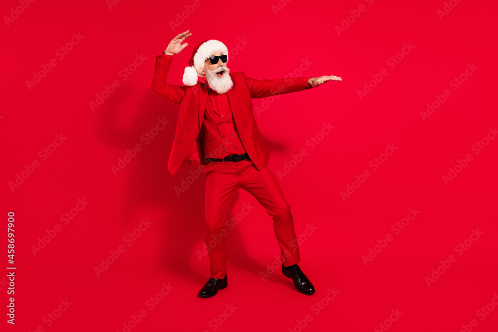 Full length body size view of attractive bearded man dancing having fun ...