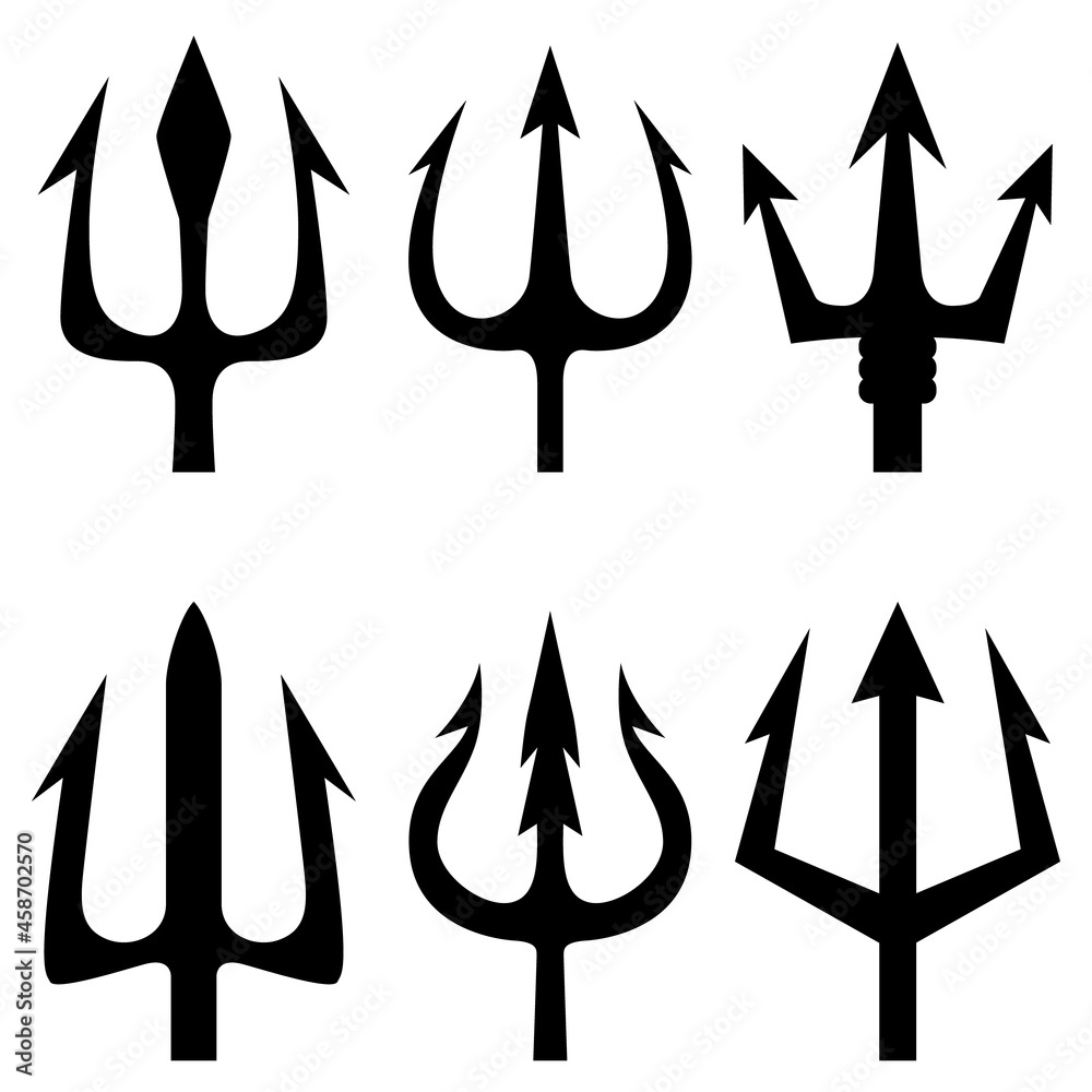 Set of the trident illustrations. Design element for logo, label, sign ...