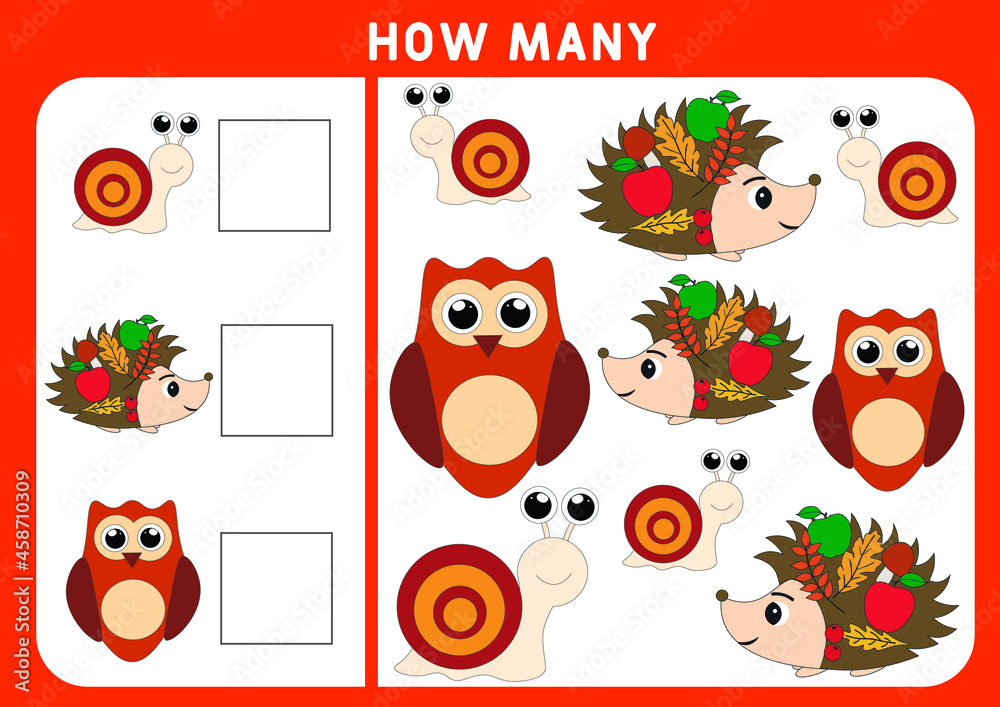 Counting Game for Preschool Children. Educational a mathematical game ...