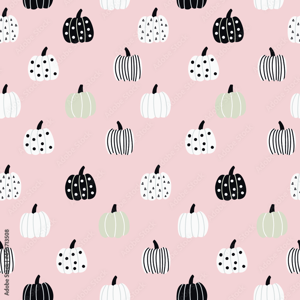 Seamless pattern made with pumpkins. Halloween concept. Trendy minimal ...