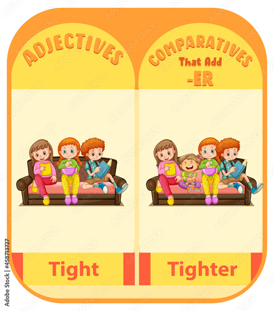 Comparative adjectives for word tight Stock Vector | Adobe Stock