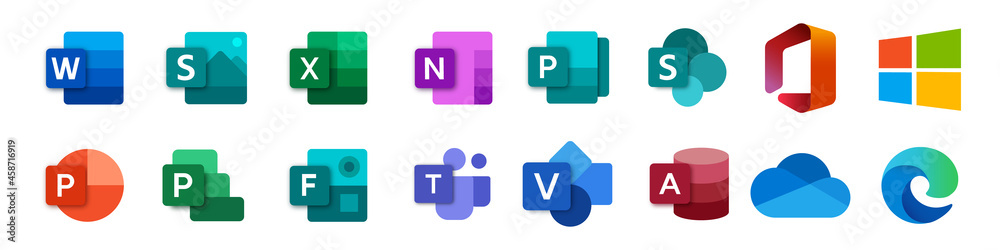 Set icons Microsoft Office 365: Word, Excel, OneNote, Yammer, Sway ...