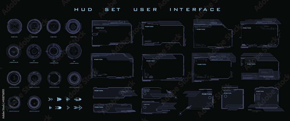 Big set collection of frames, dialog boxes, scopes and navigation ...