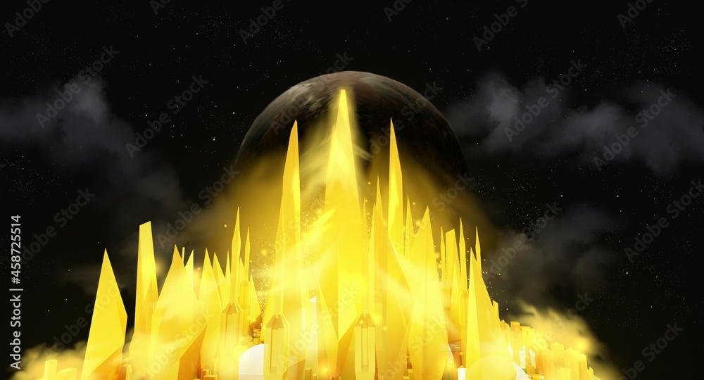 Depiction of the Holy City, New Jerusalem, descending to the earth ...