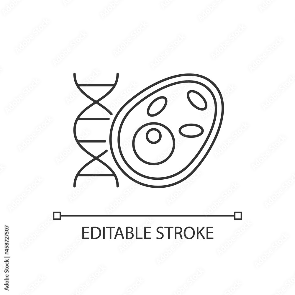 Biology linear icon. Stydying of various life processes, organisms ...