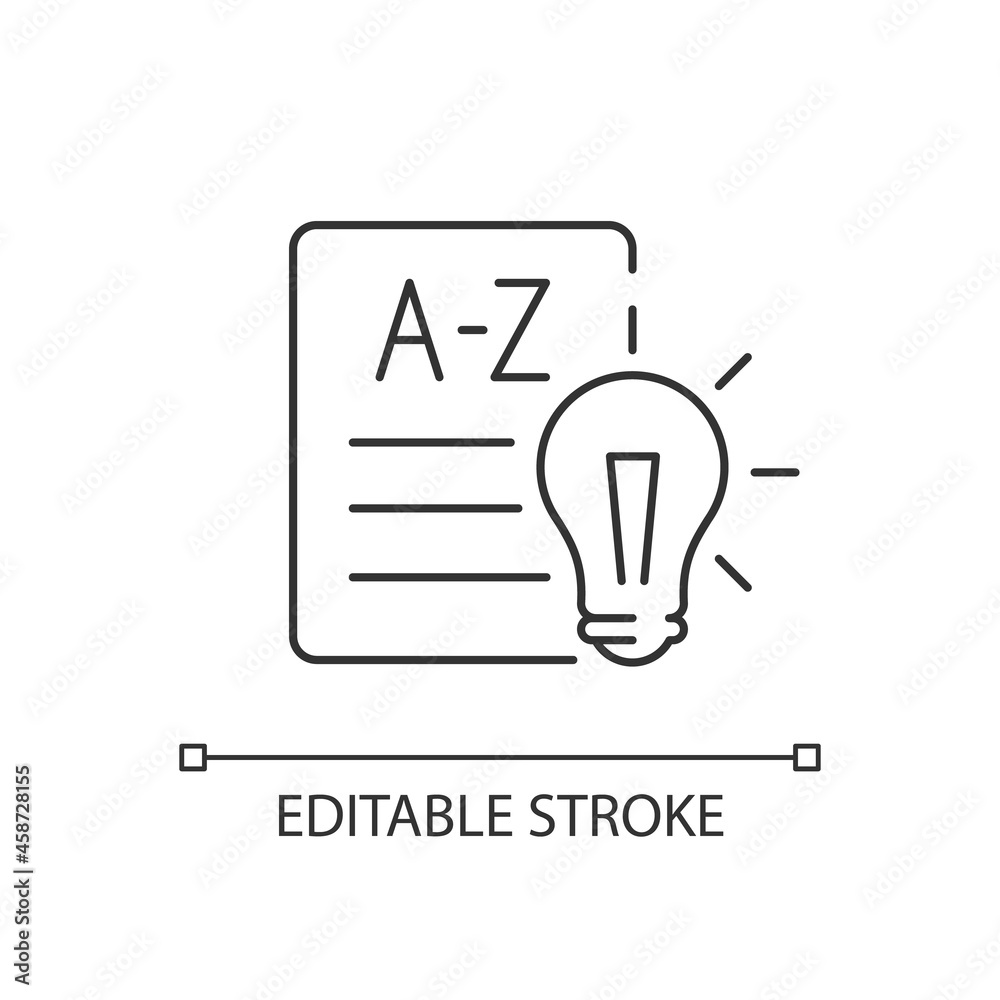 Language Arts linear icon. Reading, writing skills development in ...