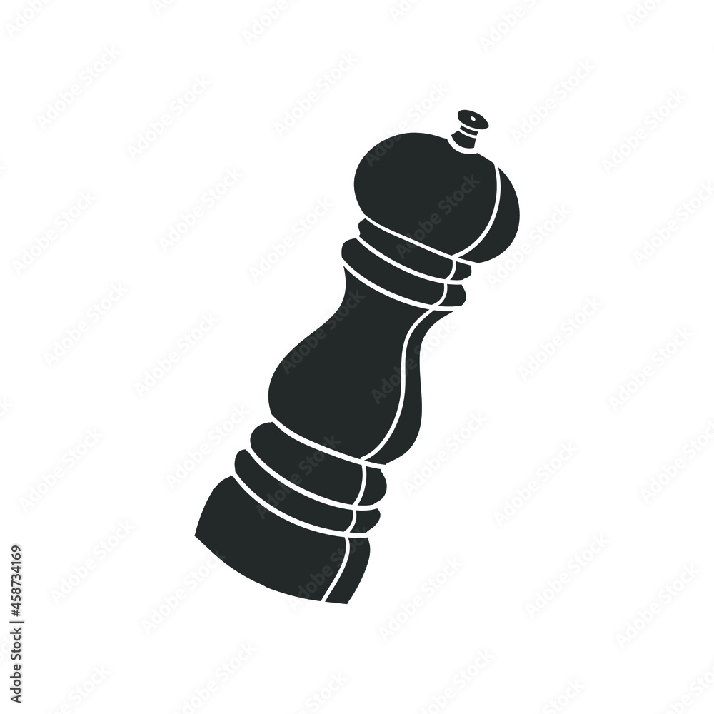 Pepper Mill Icon Silhouette Illustration. Kitchen Grinder Vector ...