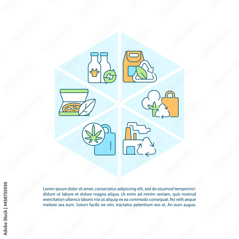 Waste reusing concept line icons with text. PPT page vector template ...