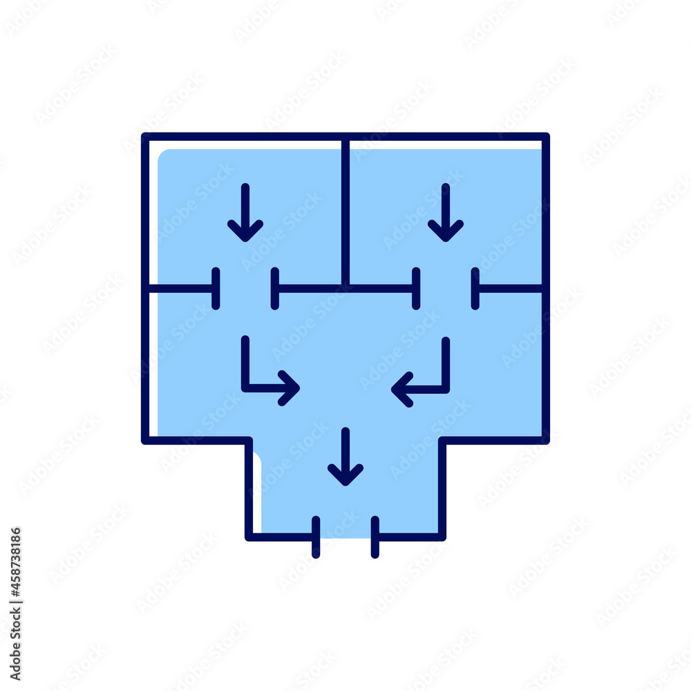 Means to vacate building RGB color icon. Planning apartment building ...