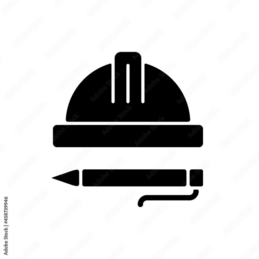 Inspection black glyph icon. Building inspector. New construction ...