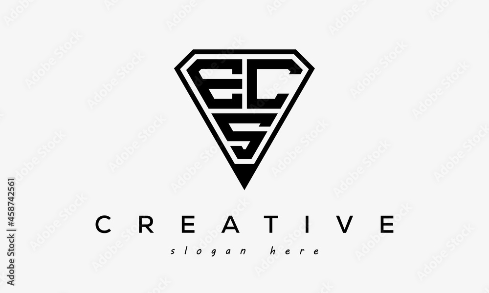 initial letters logo ECS black monogram diamond pentagon shape with ...