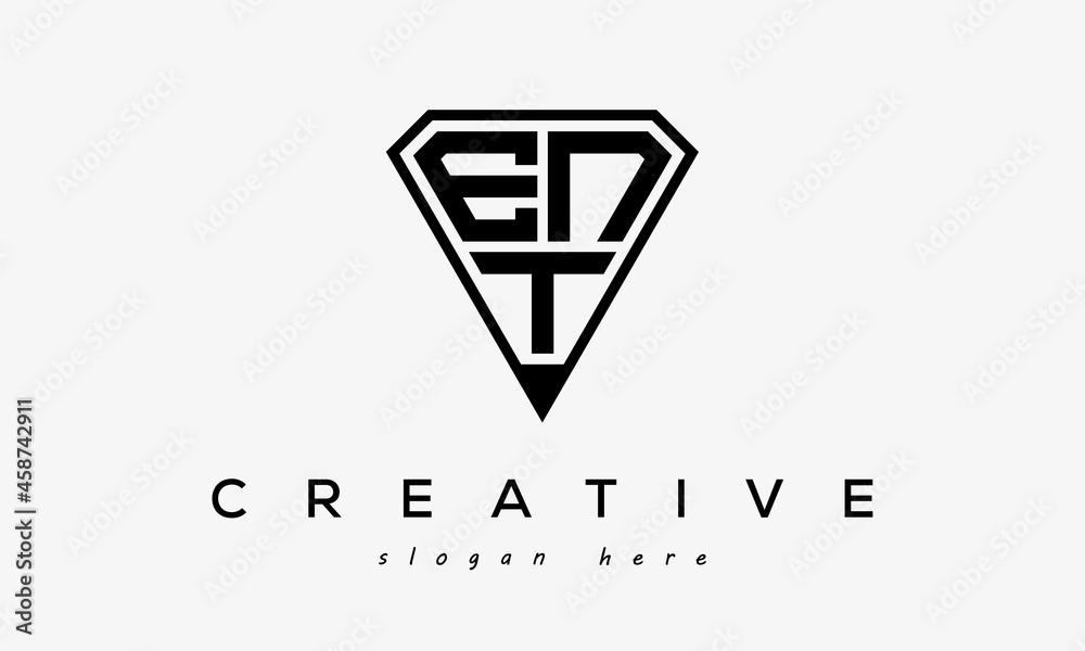 initial letters logo ENT black monogram diamond pentagon shape with ...