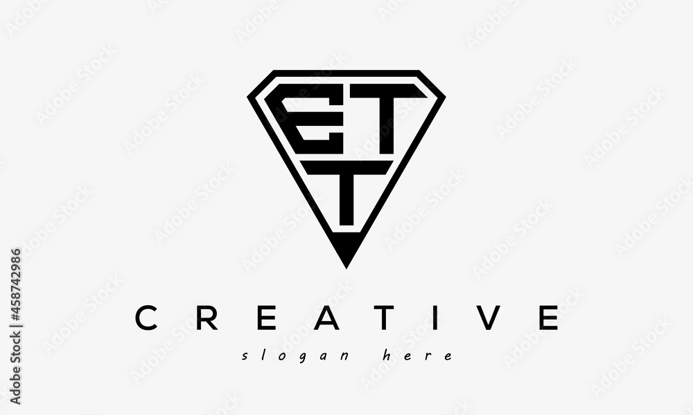 initial letters logo ETT black monogram diamond pentagon shape with ...