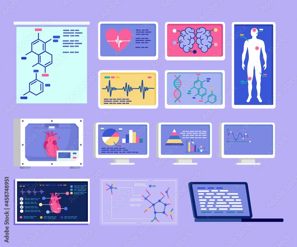 Medical infographic with health analysis chart set, vector illustration ...