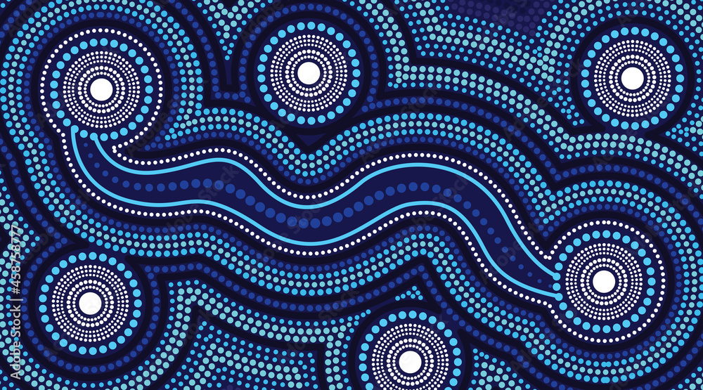Dot art aboriginal blue background Stock Vector | Adobe Stock