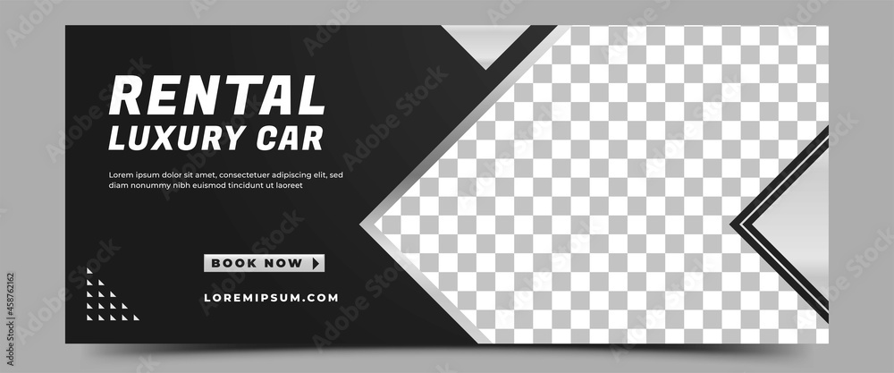 Car rental horizontal banner design template. Modern banner with place ...