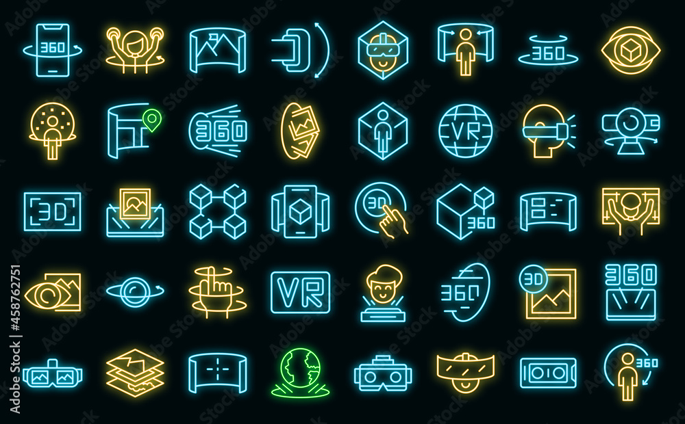 Virtual tour icons set outline vector. Video arrow. App design Stock ...