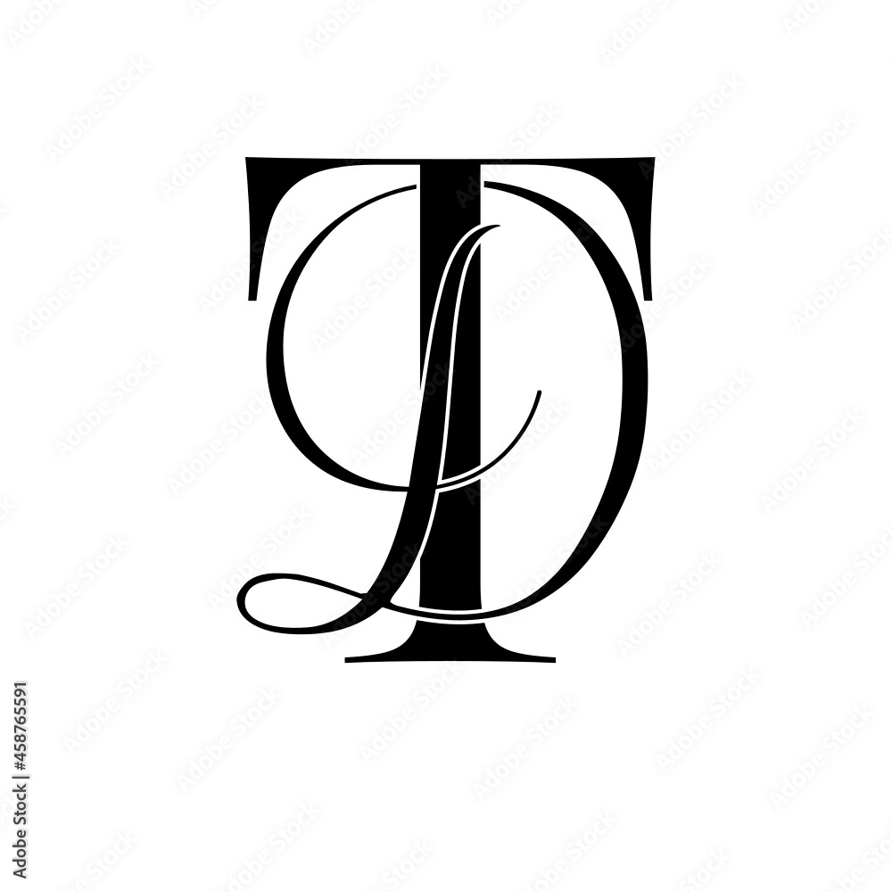 td, dt, monogram logo. Calligraphic signature icon. Wedding Logo ...