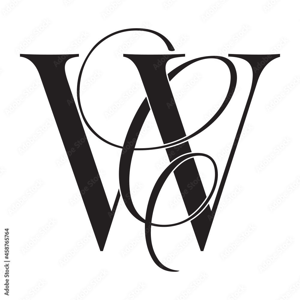 wc, cw, monogram logo. Calligraphic signature icon. Wedding Logo ...