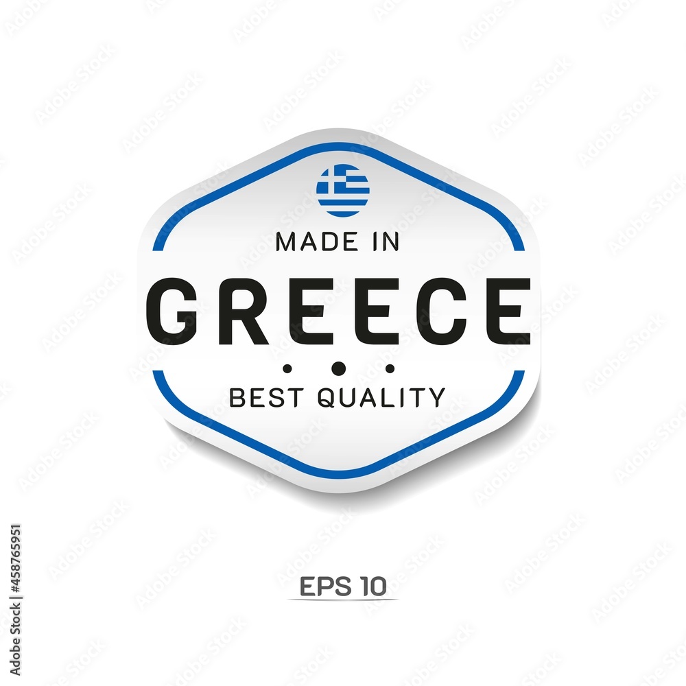 Made in Greece Label, Stamp, Badge, or Logo. With The National Flag of ...