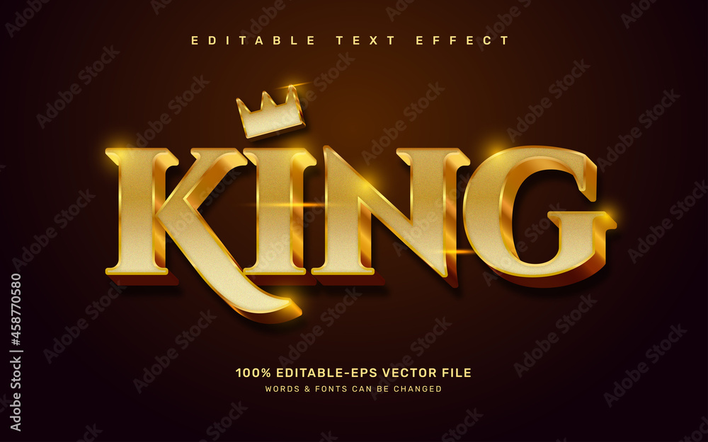Gold king text effect Stock Vector | Adobe Stock