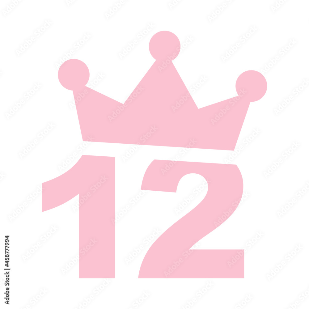 Vector illustration of 12th birthday party pink clip art icon - Number ...