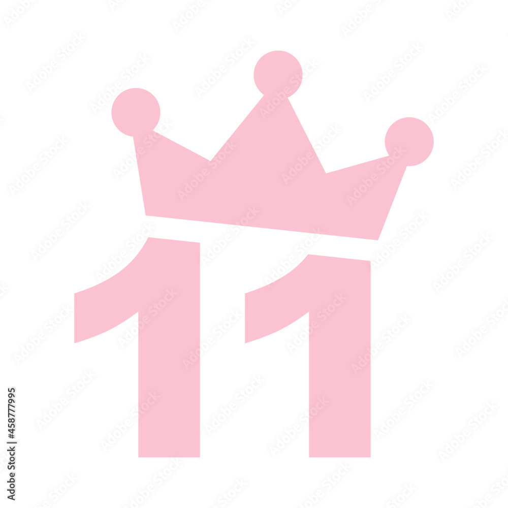 Vector illustration of 11th birthday party pink clip art icon - Number ...